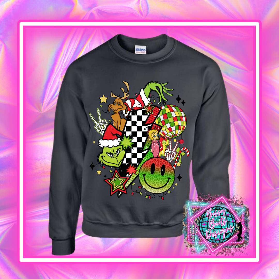Retro Grinch DTF Sweatshirt – BossyBootsDesigns