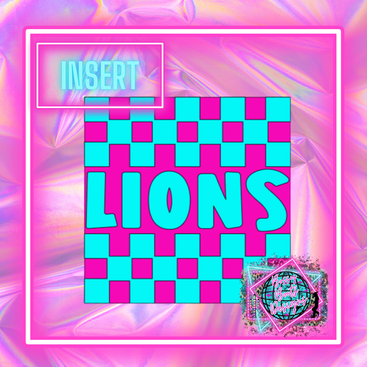 Checkered Lions Square Insert – BossyBootsDesigns