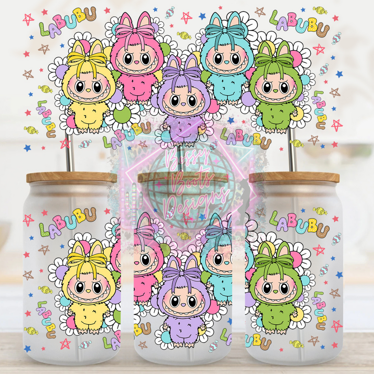 16oz UV DTF cup Wrap- Labubu – BossyBootsDesigns