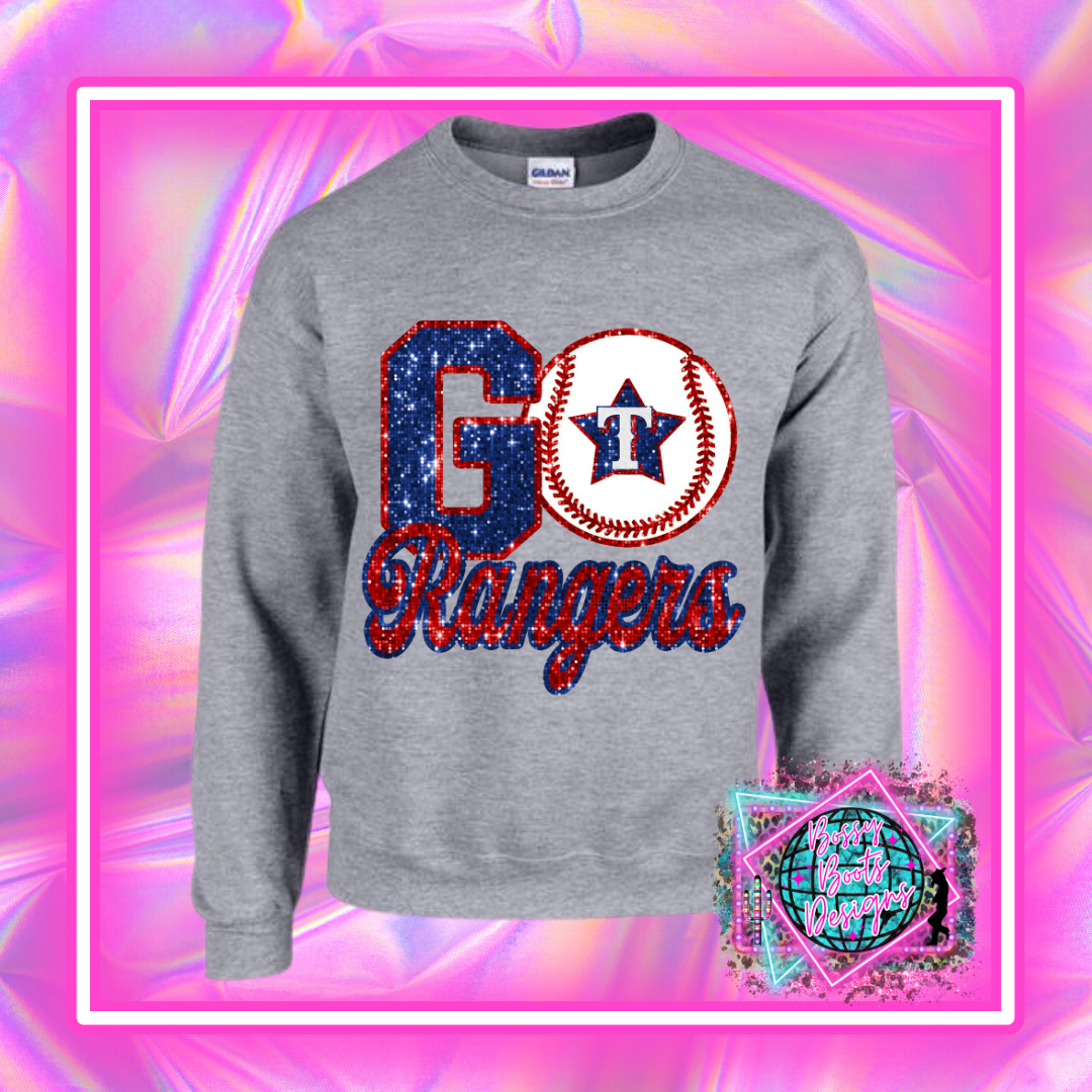 Go Rangers Faux Sequin DTF Sweatshirt – BossyBootsDesigns