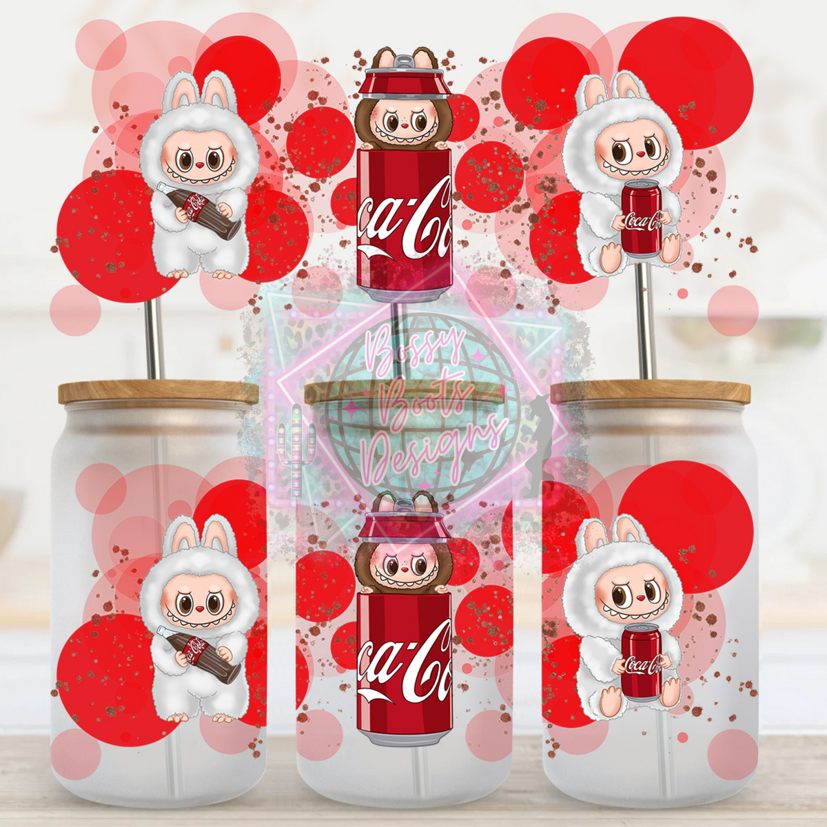 16oz UV DTF cup Wrap- Soda Labubu (Exclusive) – BossyBootsDesigns