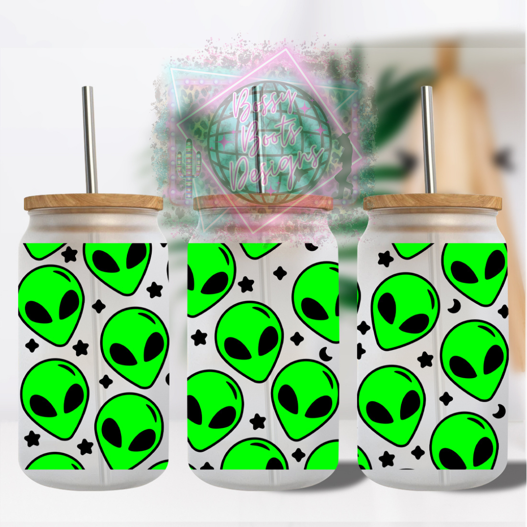 Aliens 16oz Glass Can – BossyBootsDesigns