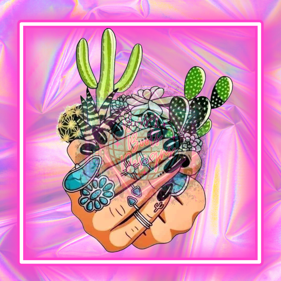 Succulent Turquoise Hands – BossyBootsDesigns