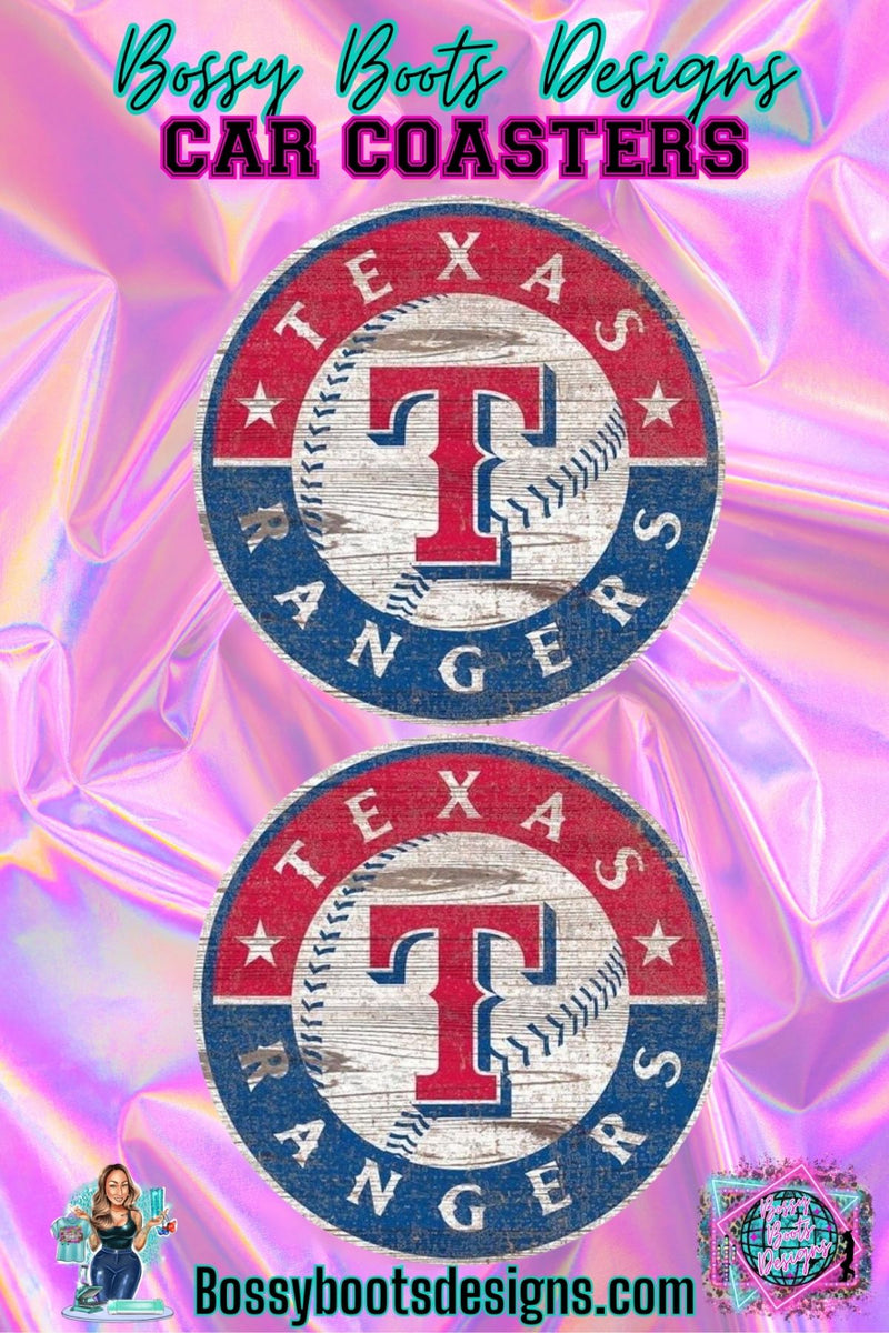 Texas Rangers Car Coasters – BossyBootsDesigns