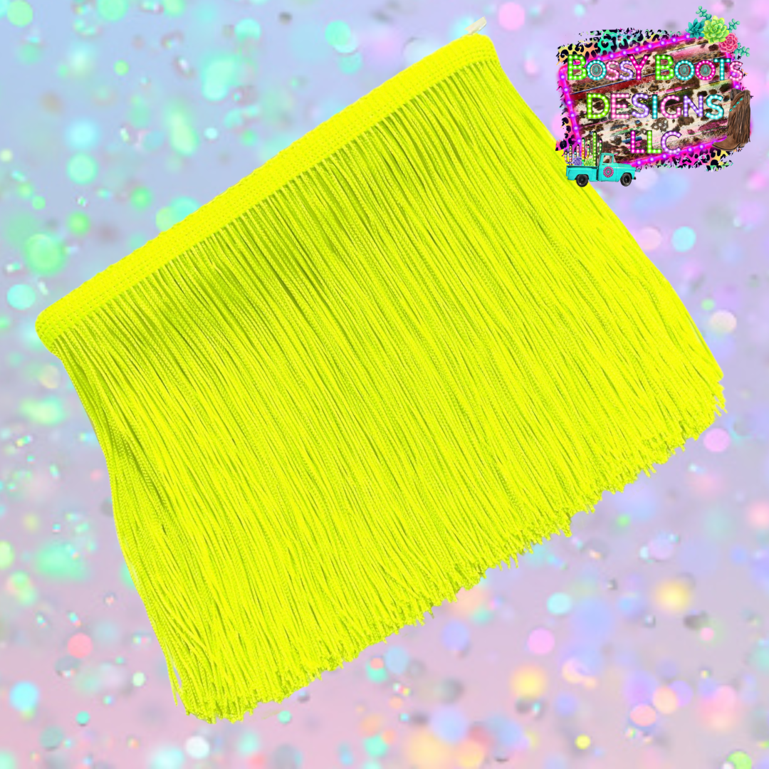 (6”)Neon Yellow Fringe – BossyBootsDesigns