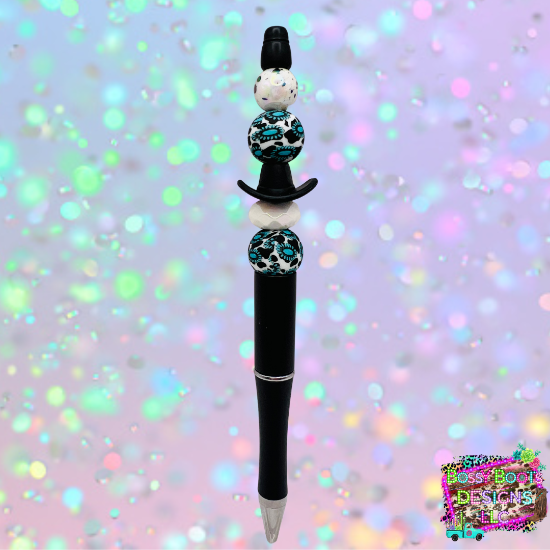 Black Cowboy Hat Refillable Beaded Pen – BossyBootsDesigns